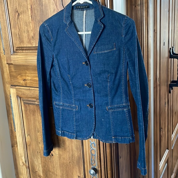 Theory | Jackets & Coats | Theory Denim Blue Blazer P Xs | Poshmark